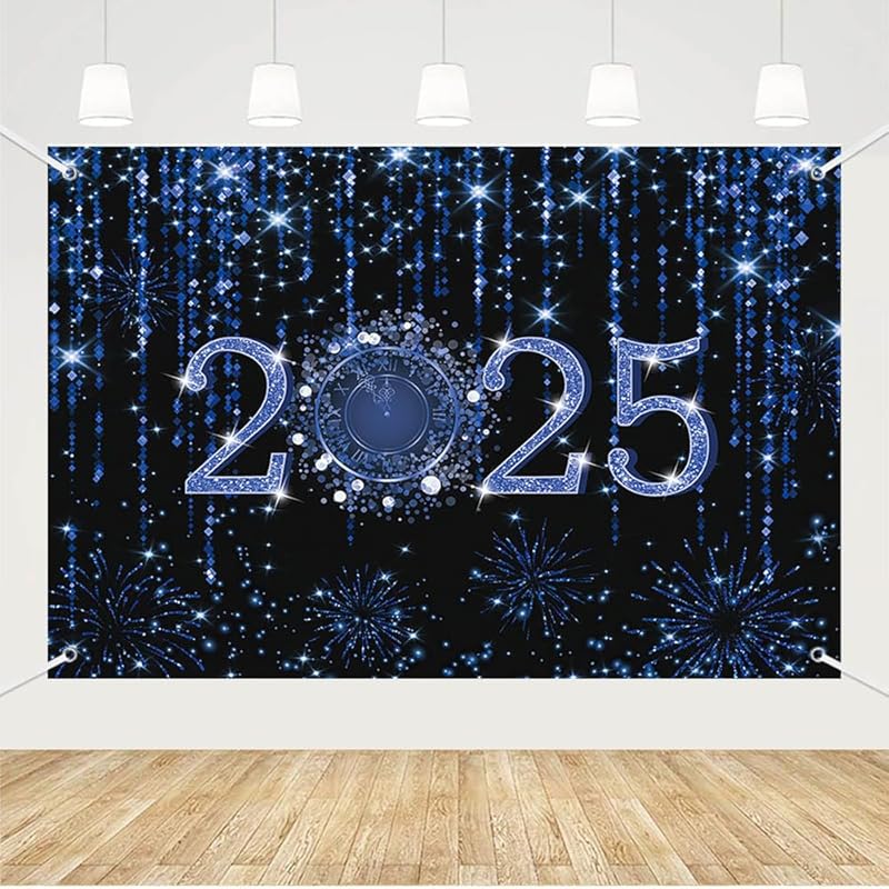 Black and Blue 2025 New Year Backdrop Cheers to 2025 Photography ...