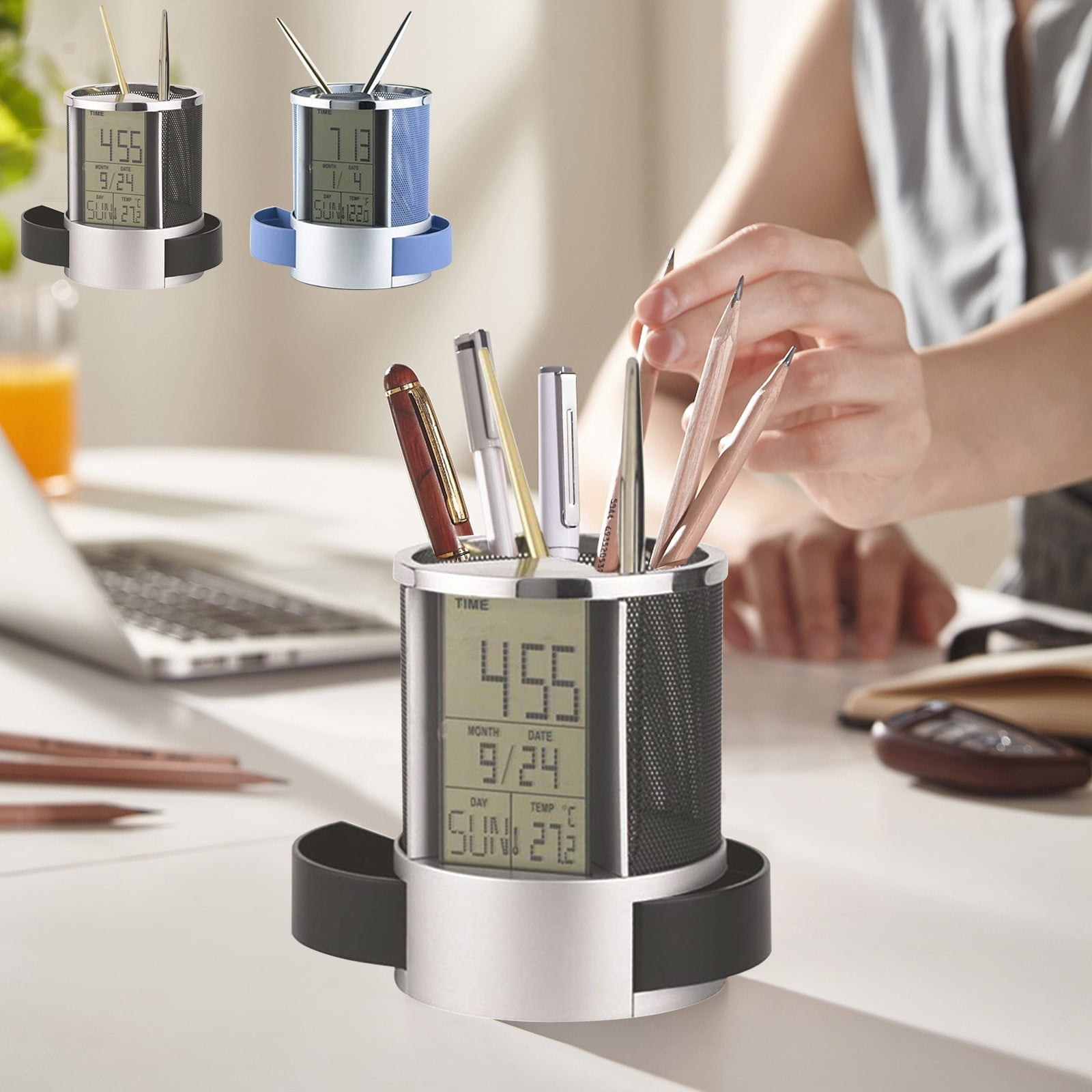 Black & Blue ABS Electronic Clock with Large Screen Display, Efficient ...