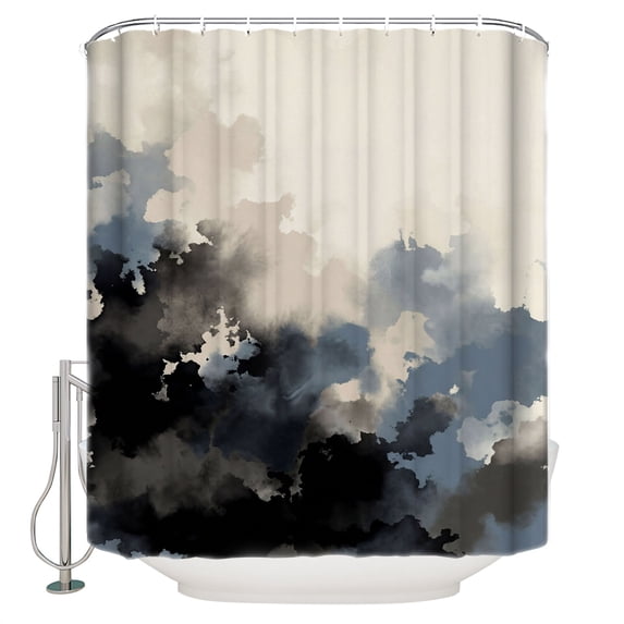 Black Blue Beige Bathroom Shower Curtains with 12 Hooks Polyester ...