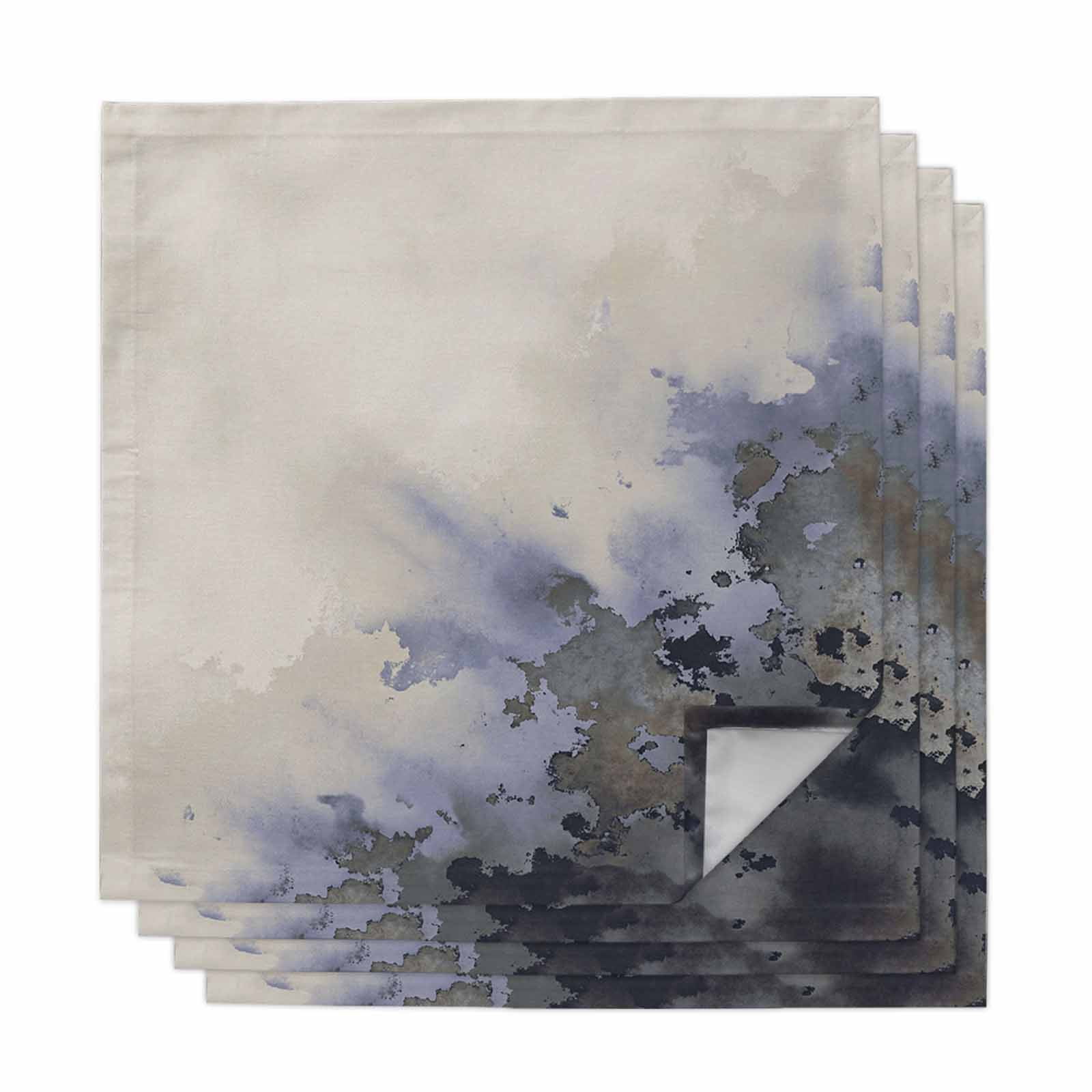 Black Blue Beige Cloth Napkins, Modern Ink Wash Painting Abstract Art ...