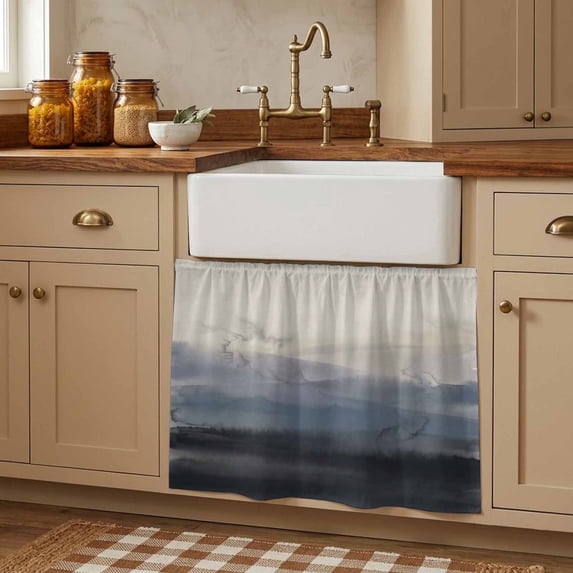 Black Blue Beige Small Cabinet Curtains 10"W x 11"L, Modern Oil ...