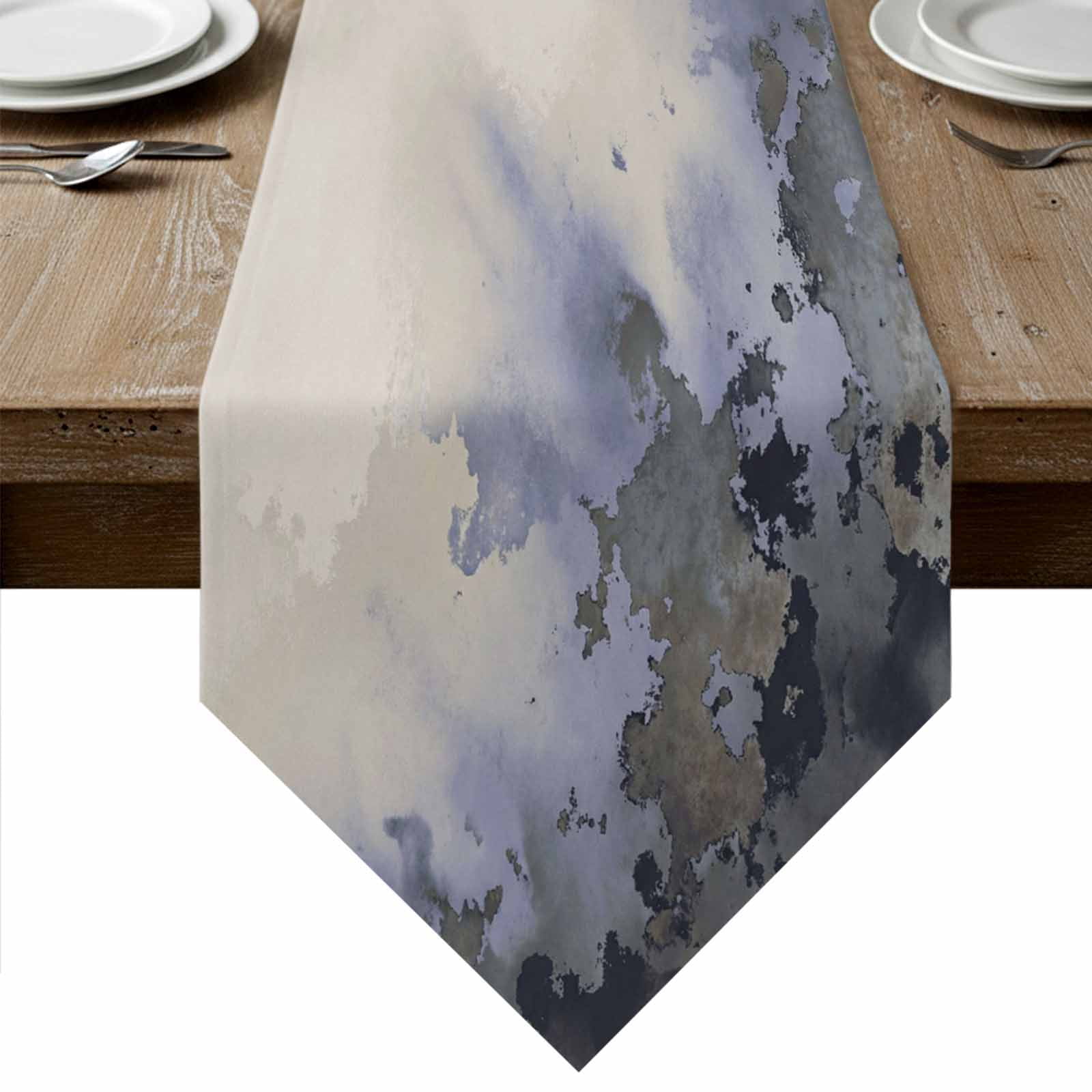 Black Blue Beige Table Runner Linen Burlap Table Runner 90 Inches Long ...