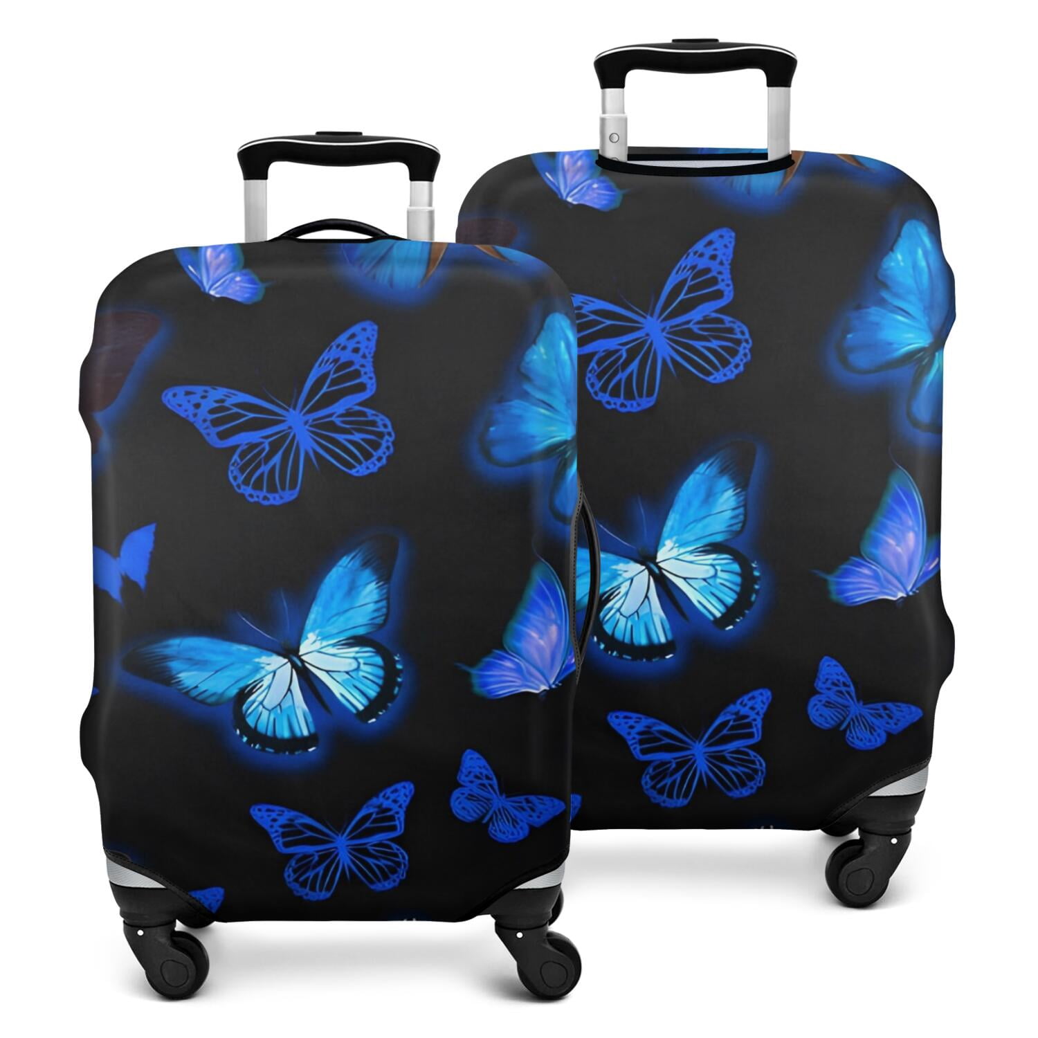 Black Blue Butterfly Pattern Luggage Cover Fashion Suitcase Cover ...