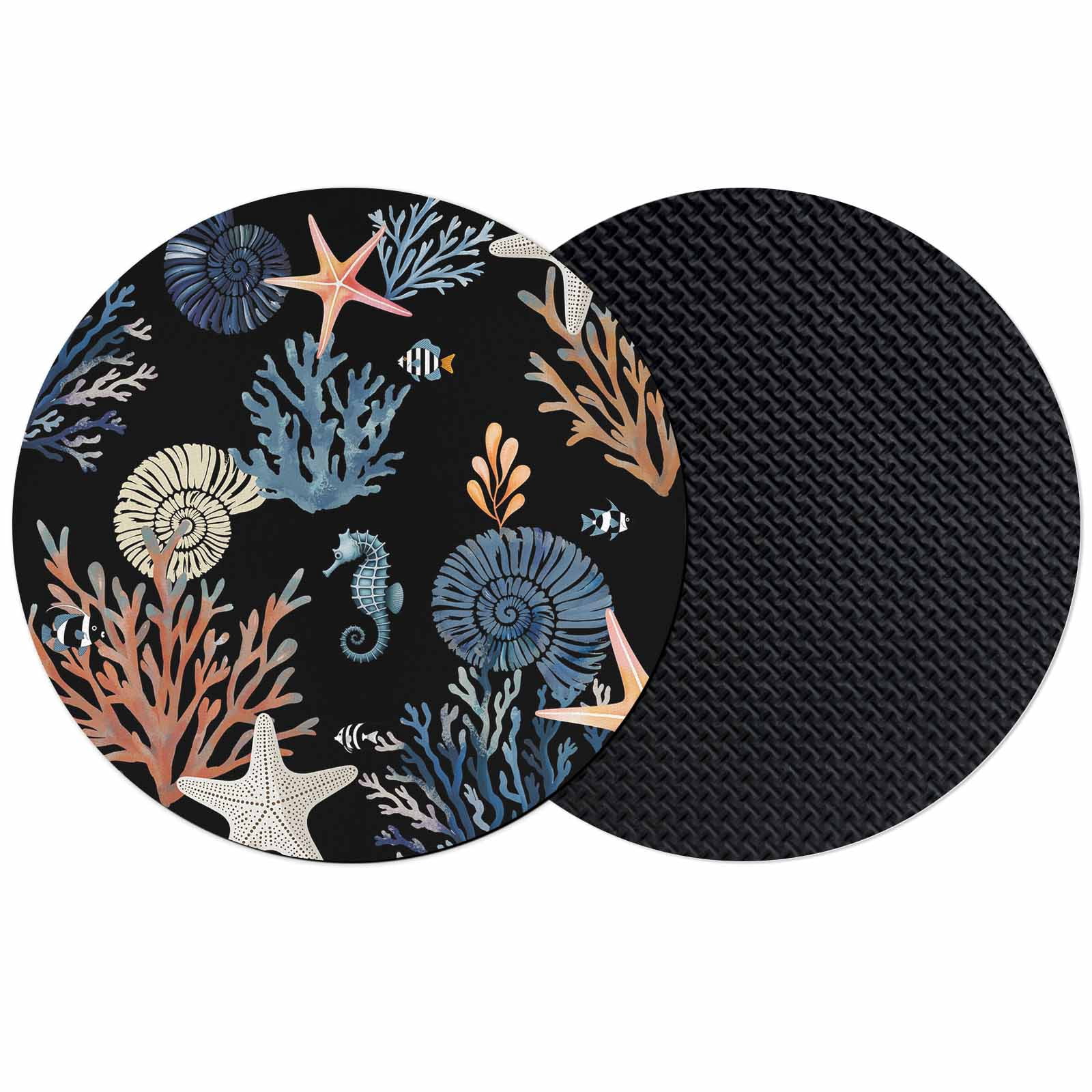 Black Blue Coastal Coasters Set of 2, Absorbent Coasters for Drinks ...