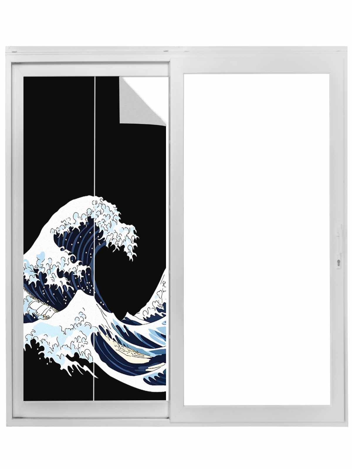 Black Blue Coastal Window Privacy Film Stained Glass Window Film ...