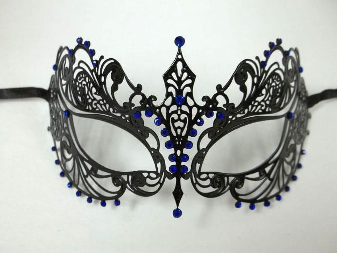 Black Blue Crystal Beautiful Eyes Laser Cut Venetian Mask Masquerade ...