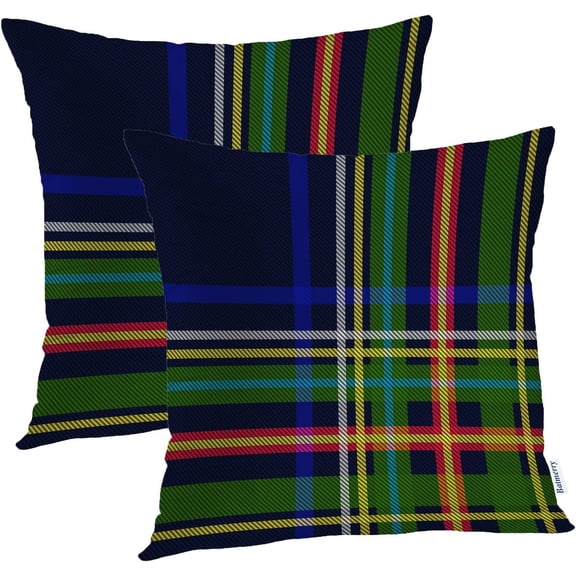 Black Blue Decorative Pillow Covers, 16 x 16 Inch Blue Scottish Tartan ...