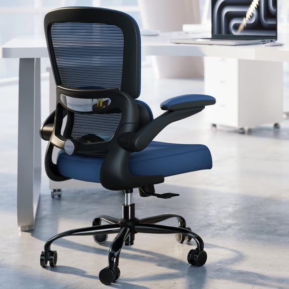 Black+Blue Ergonomic Office Chair With Mesh Back, Adjustable Lumbar ...
