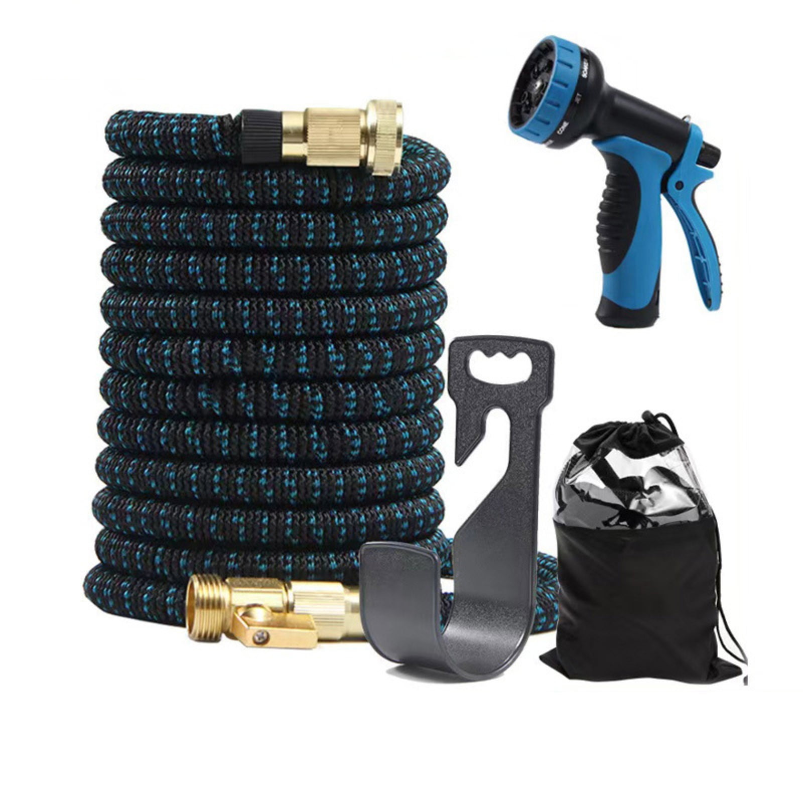 (Black & Blue)Garden Hose Copper Head UV w/ Pocket Pivot, Expandable ...