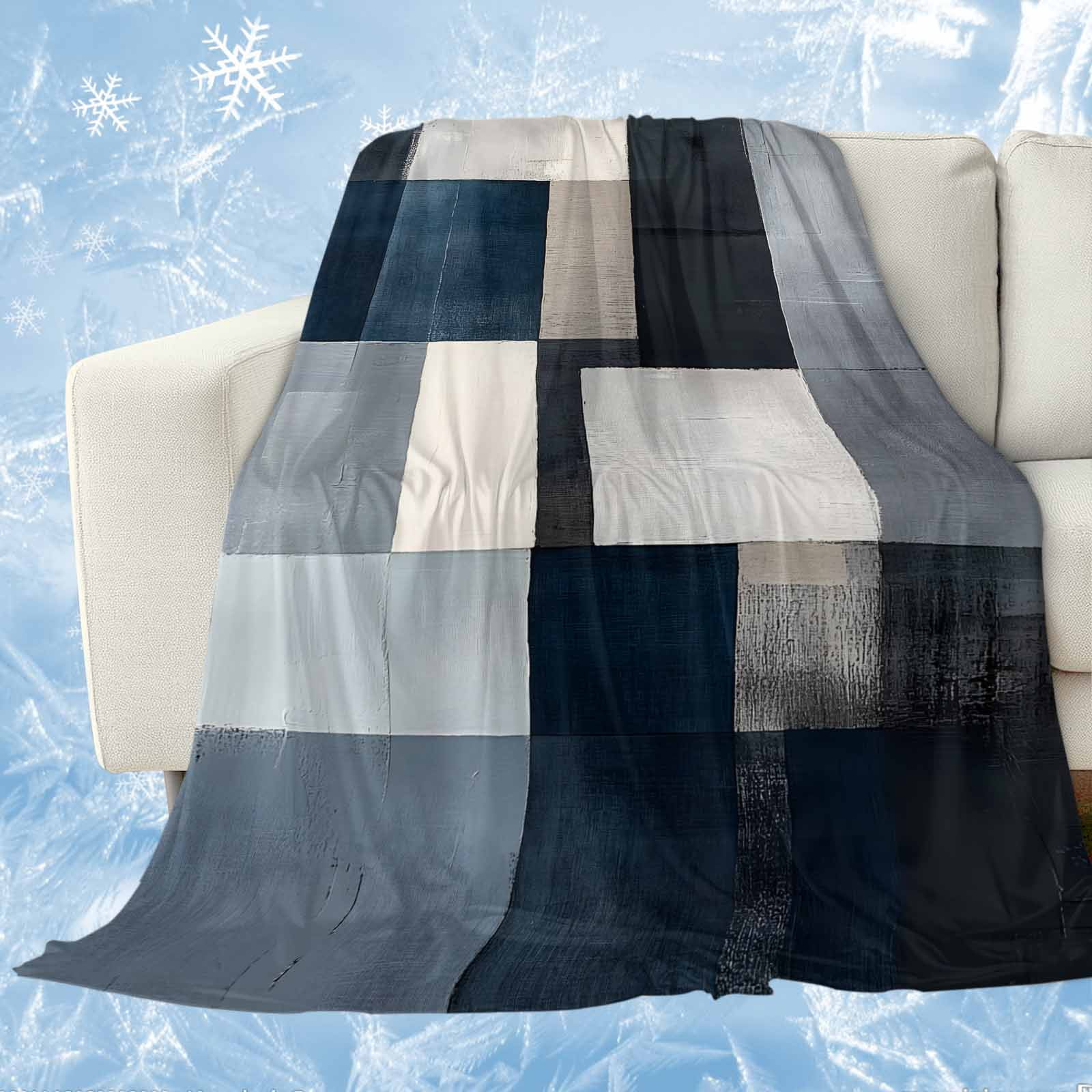 Black Blue Geometric Cooling Blanket, Lightweight Breathable Summer ...