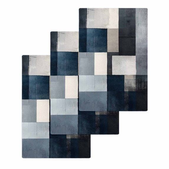 Black Blue Geometric Kitchen Dish Towels for Drying Dishes Set of 3 ...
