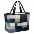 Black Blue Geometric Mesh Beach Bag for Women Men,Large Beach Tote ...