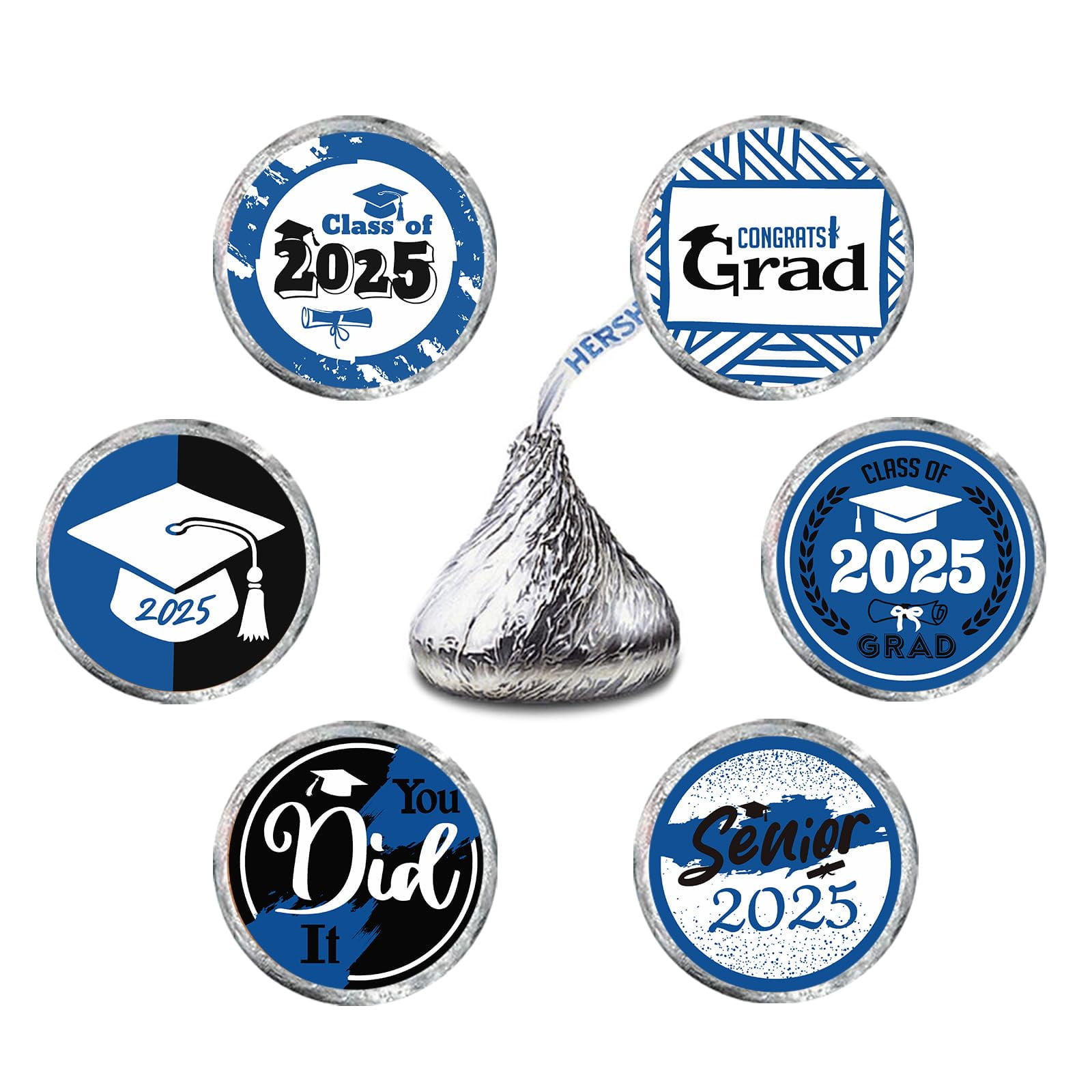 Black and Blue Grad Graduation Party Favors Stickers for Chocolate ...