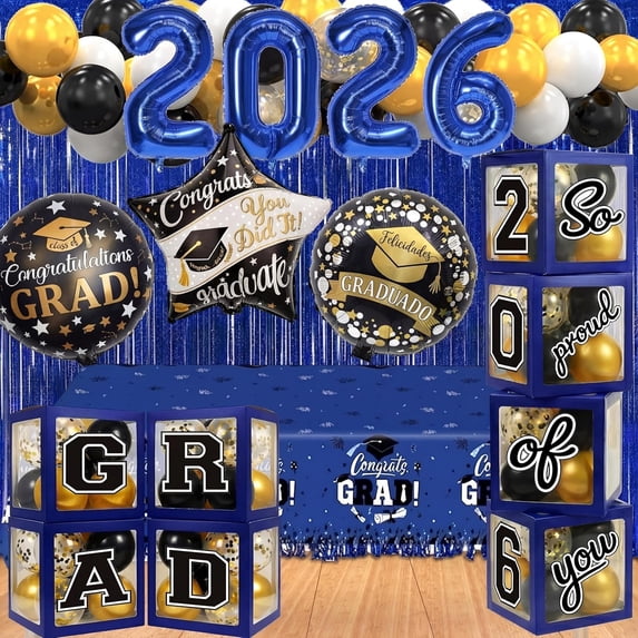 Black and Blue Graduation Decorations Class of 2026 - Graduation ...