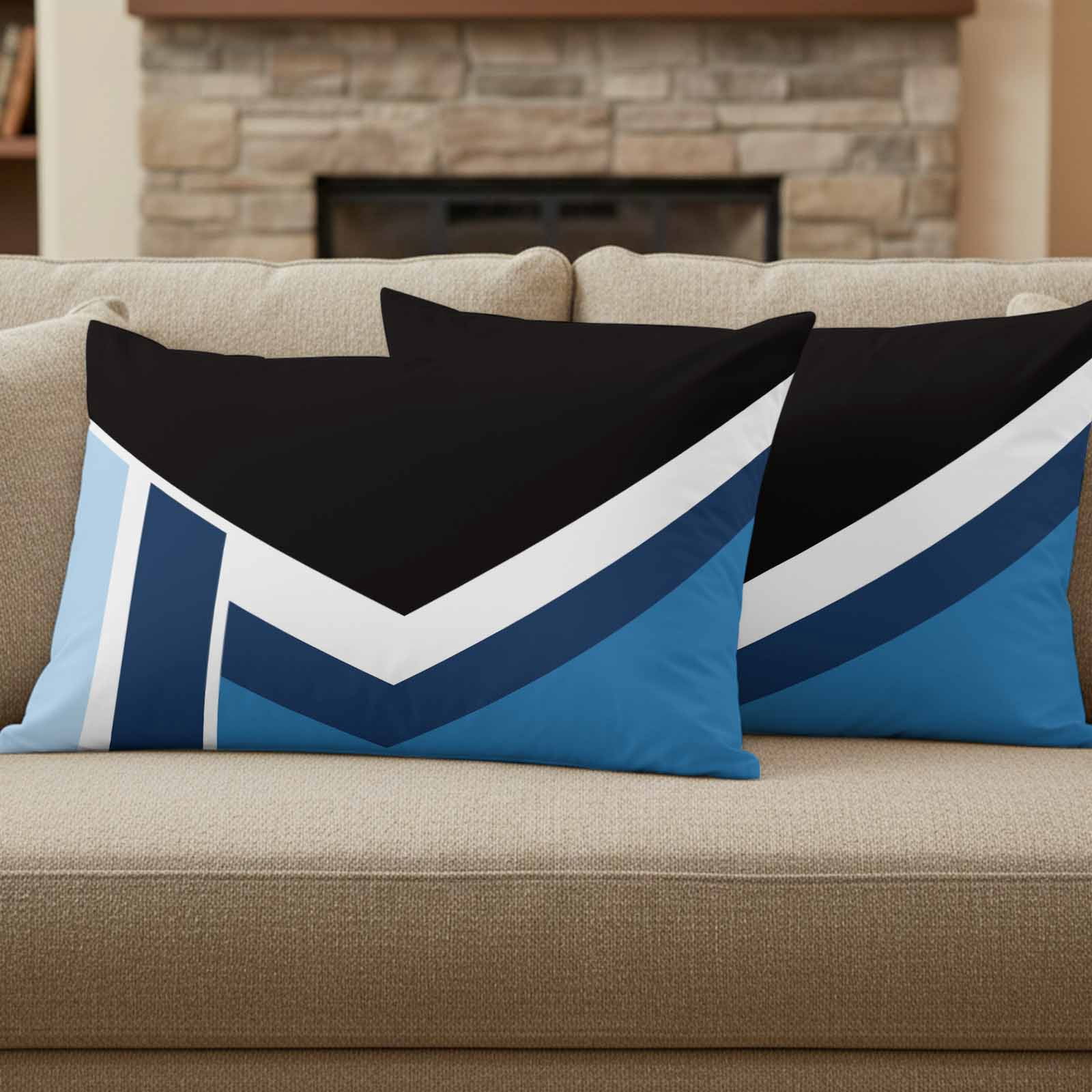 Black Blue Lines Pillow Covers Set of 2, Geometric Abstract Black Dark ...