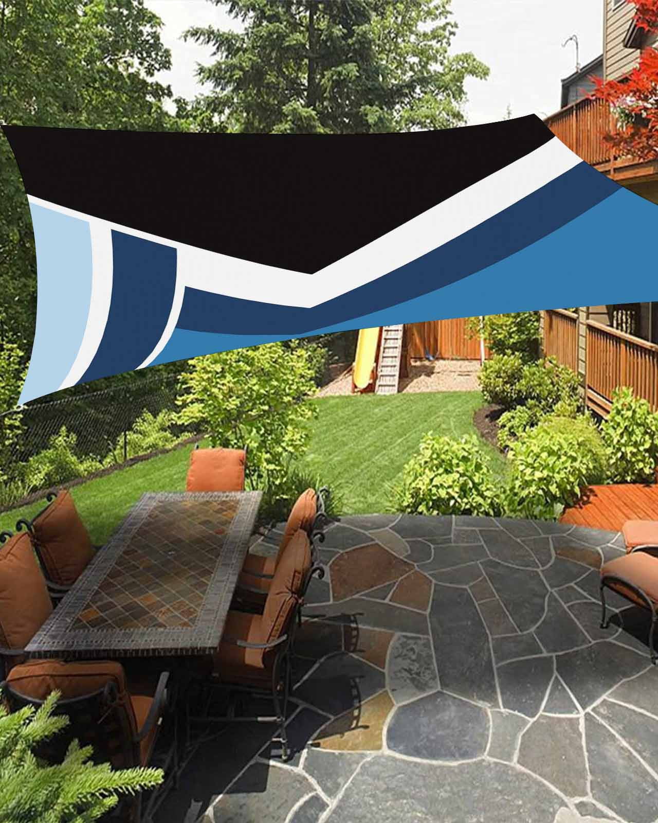 Black Blue Lines Sun Shade Sail 12'X16' Geometric Abstract Black Dark ...