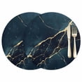 Black Blue Marble Leather Placemats Set of 2, 15 Inch, Modern Art ...