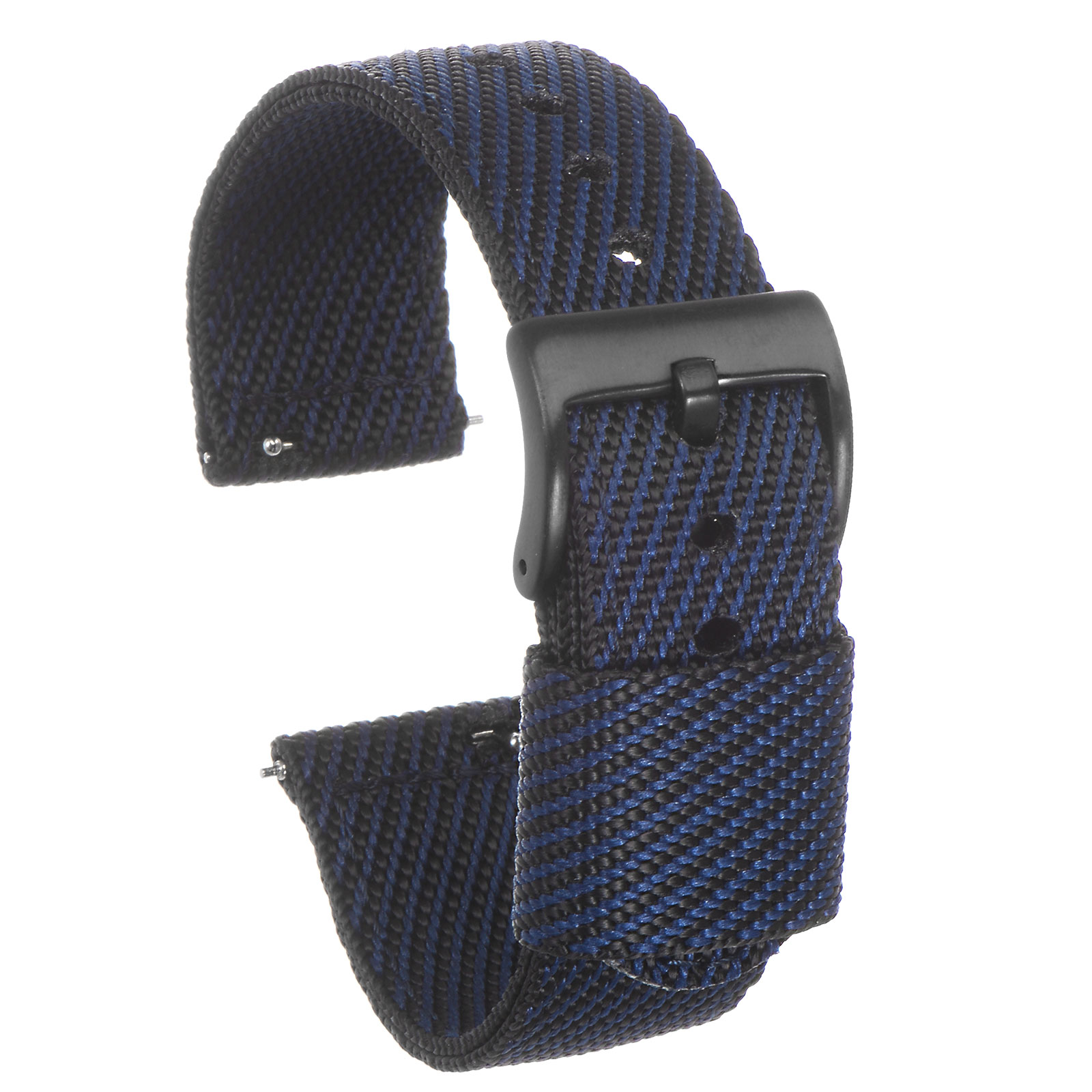 Black Blue Nylon Striped Watchband 20mm Width Soft Premium Nylon Strap ...