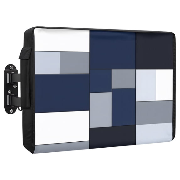 Black Blue Patchwork Outdoor TV Cover 36 to 39 Inch Abstract Geometric ...