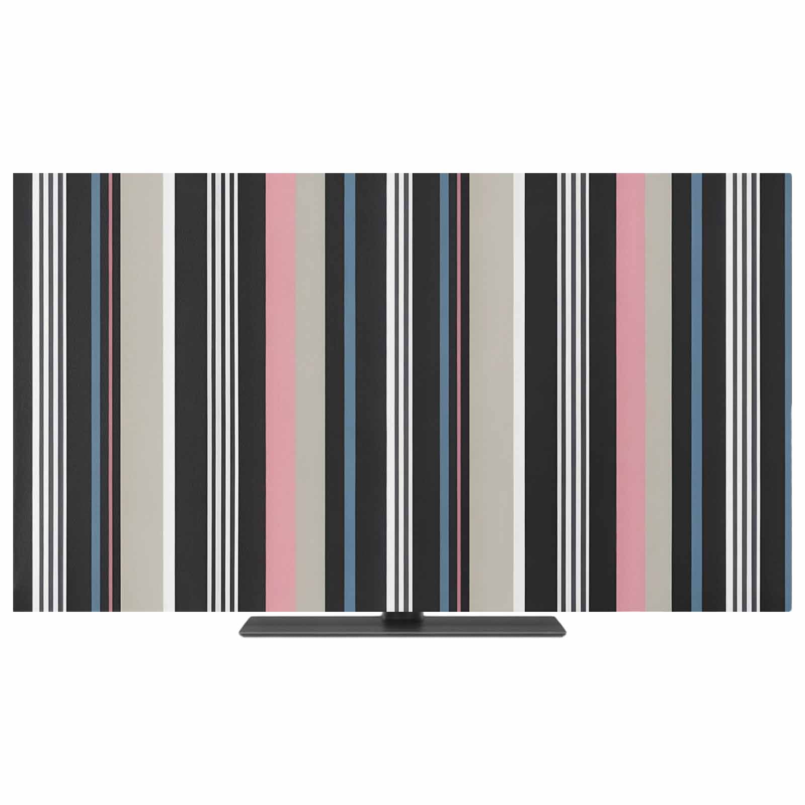 Black Blue Pink Striped TV Dust Cover,Stretchable TV Screen Desktop ...
