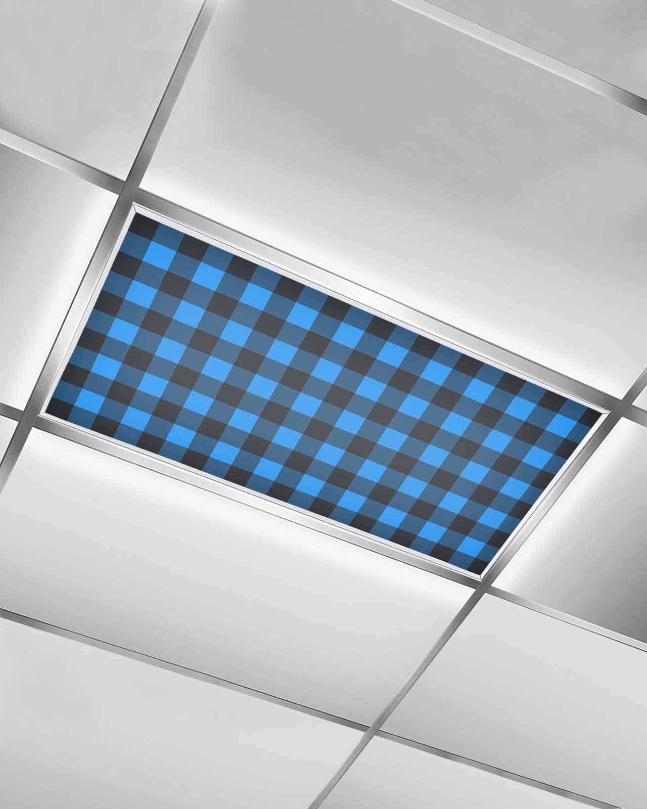 Black Blue Plaid Fluorescent Light Covers for Ceiling Lights 4x2 feet,1 ...