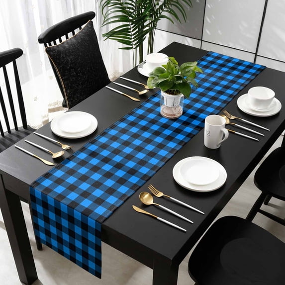 Black Blue Plaid Table Runner 48 Inches Long - Country Buffalo Checked ...
