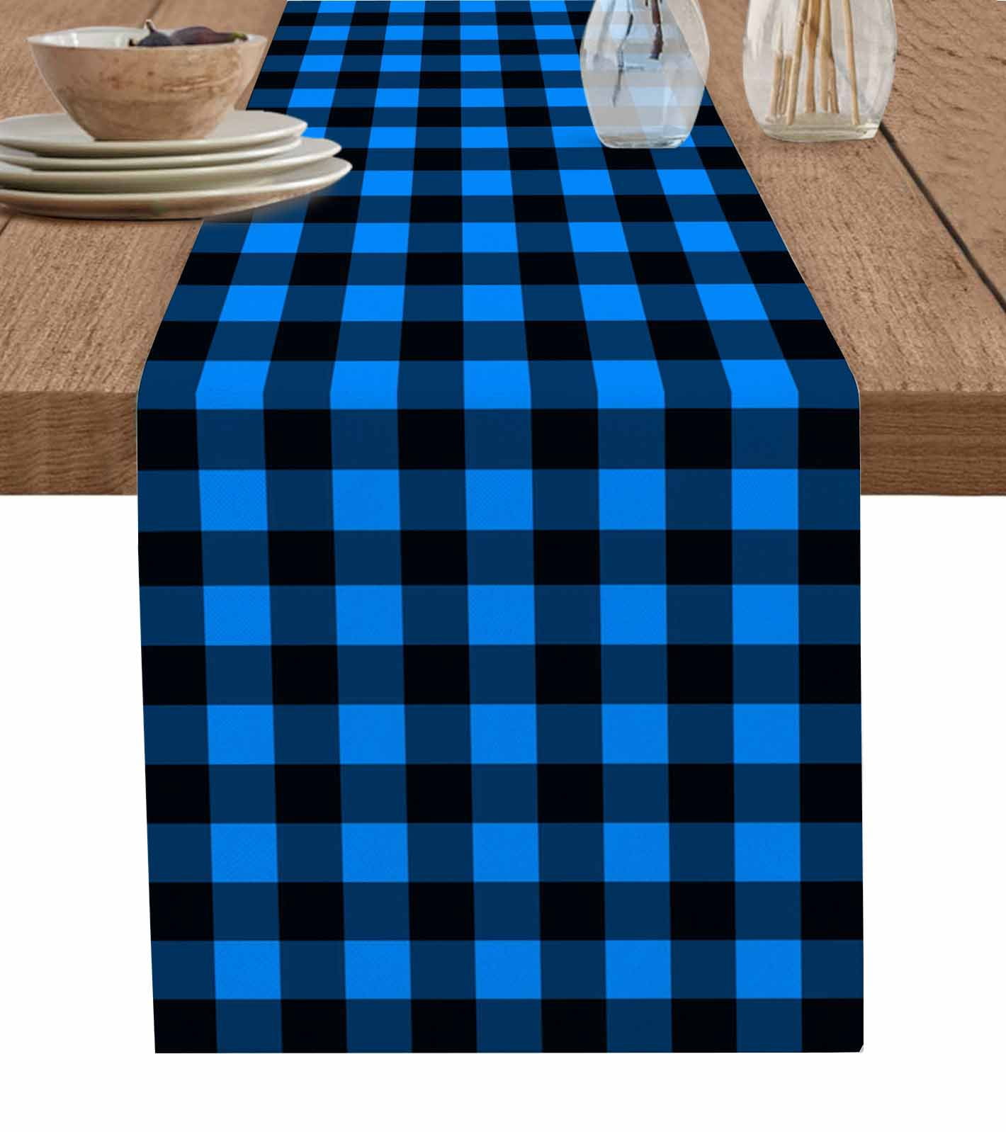 Black Blue Plaid Table Runner 72 Inches, Country Buffalo Checked ...