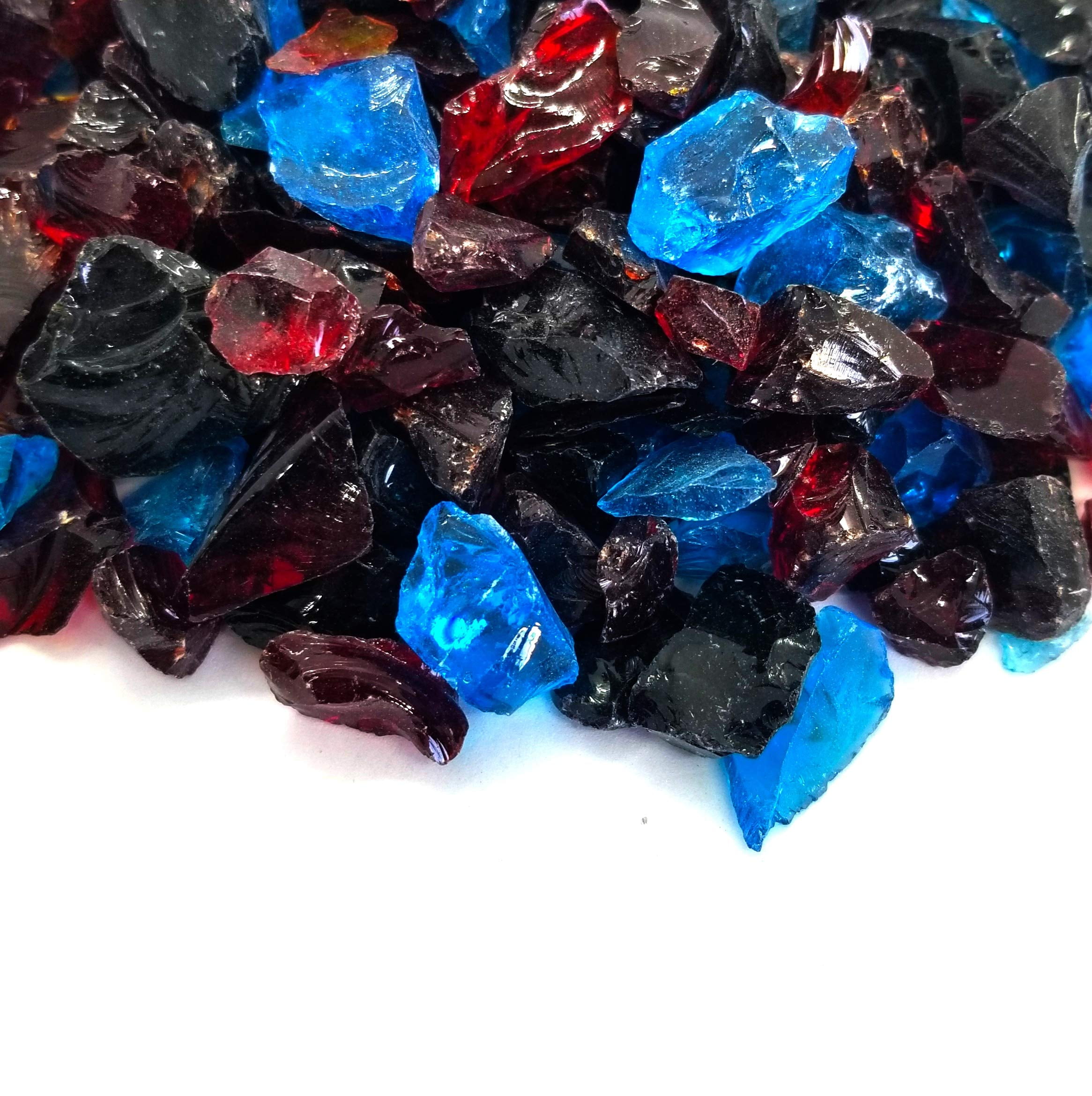 Black, Blue & Red Multi Purpose Premium Decor & Fire Glass Rock 2-Pound ...