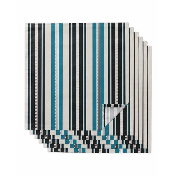 Black Blue Striped Cloth Napkins Set of 6 Reusable Dinner Napkins ...