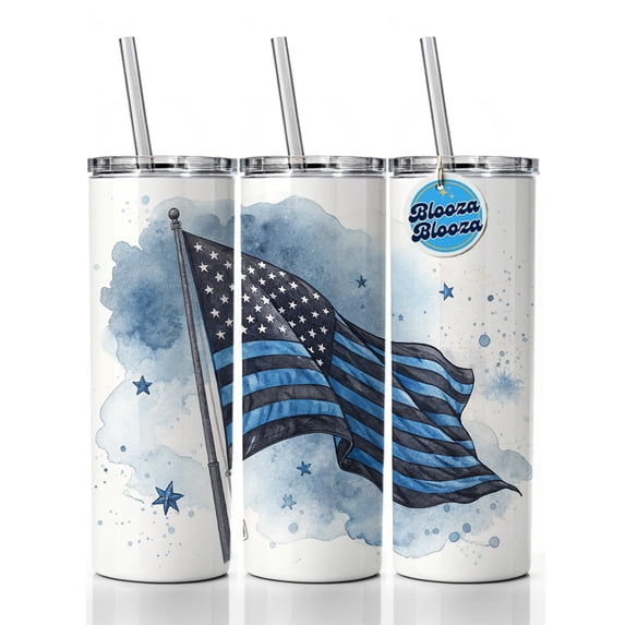 Black Blue Waving American Flag Watercolor USA United States 20oz ...