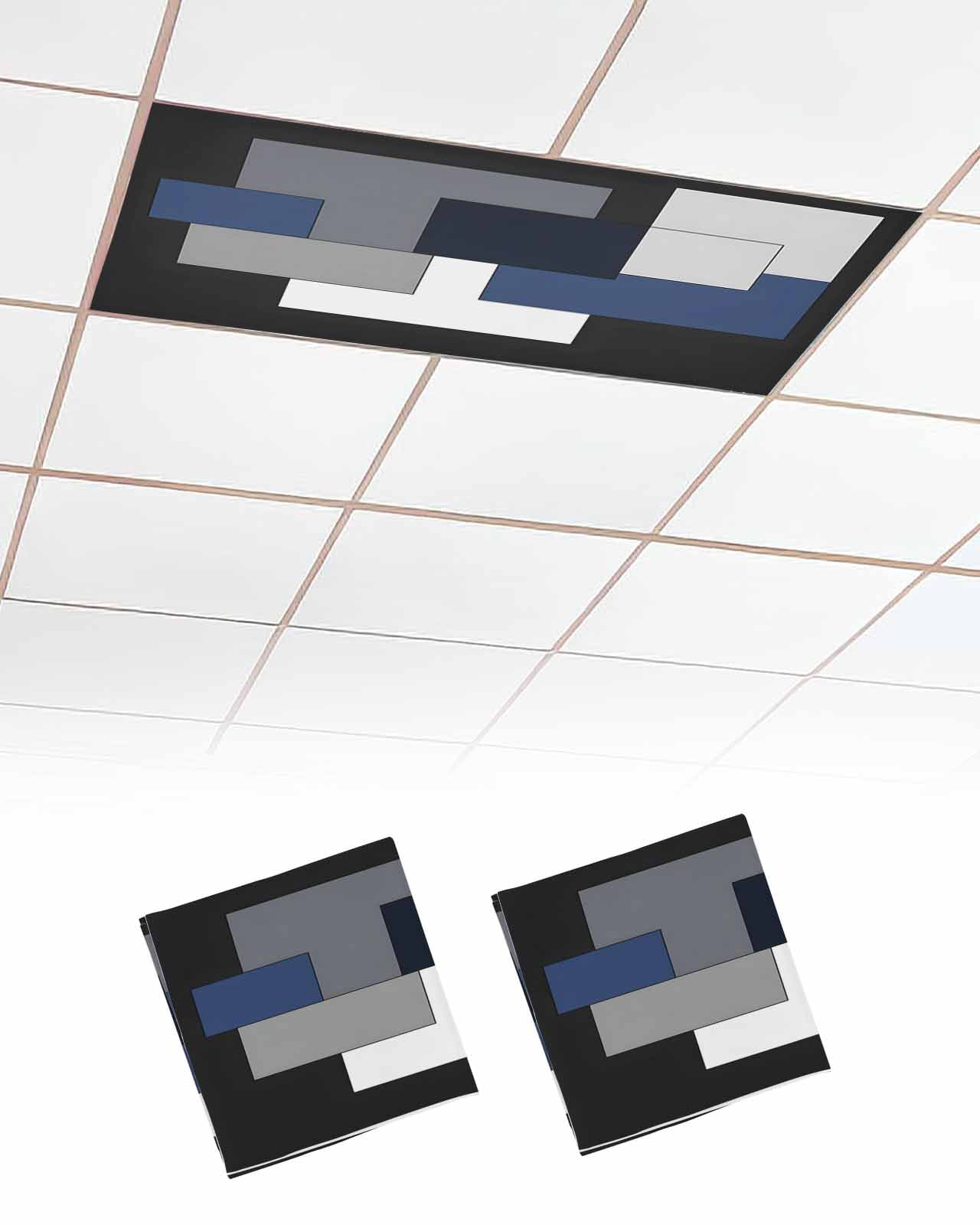 Black Blue White Fluorescent Light Covers for Ceiling Lights 4x2 feet,2 ...