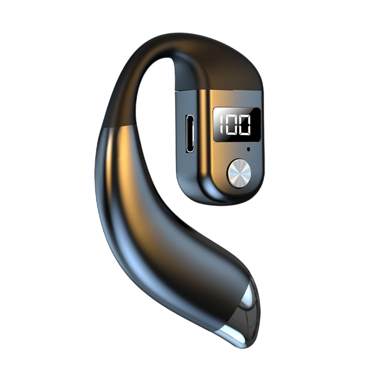 Black Bluetooth Headphones Digital Display Ear Hook Design 30H Battery ...