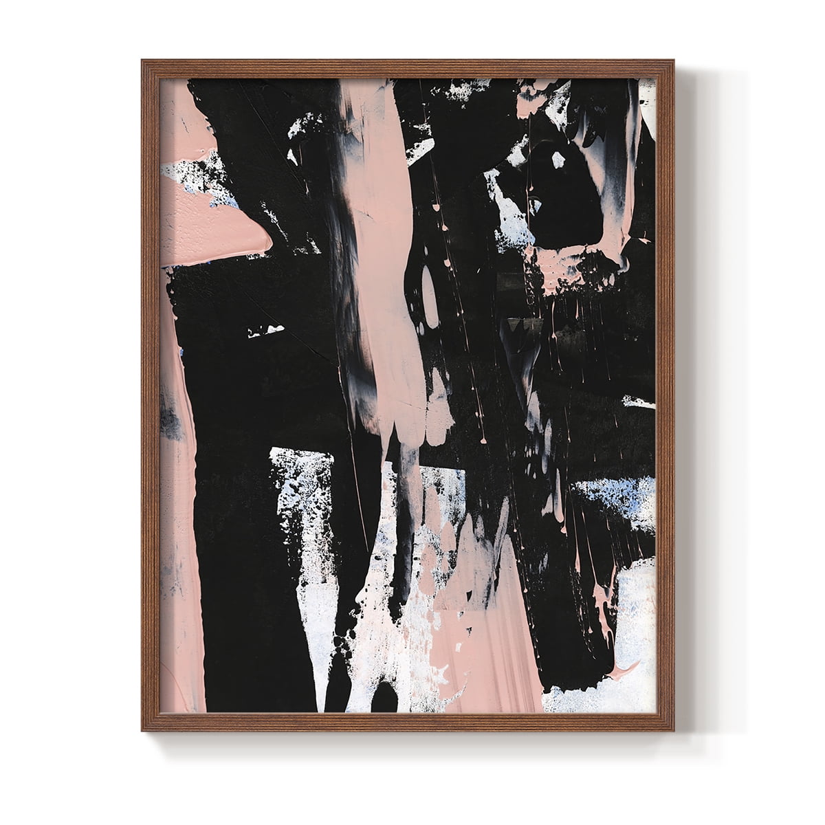 Black & Blush I Framed Print in Brown Solid Wood Framed Print No Nail ...