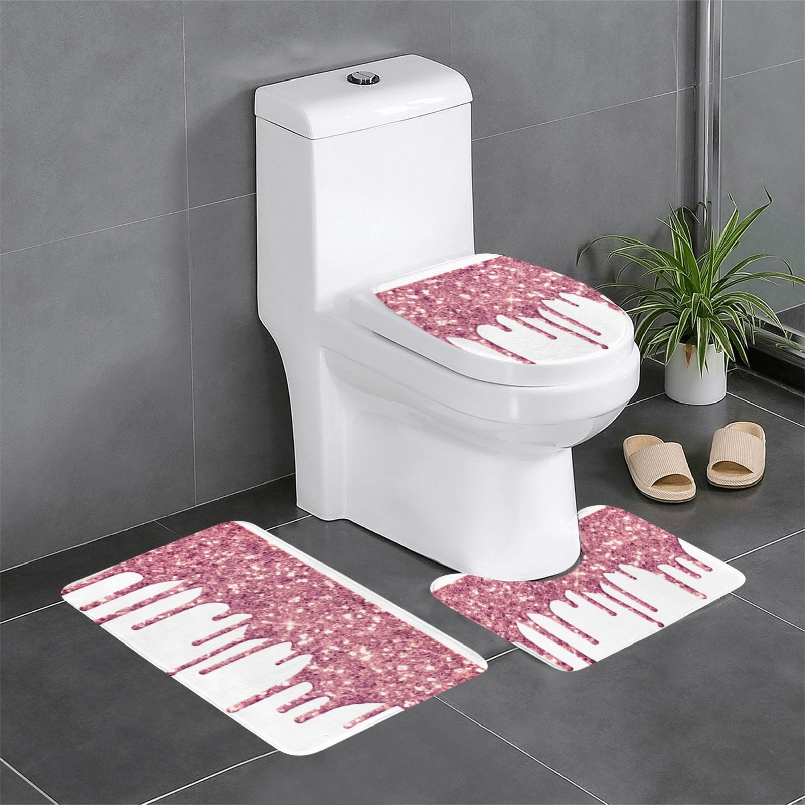 Black Blush Pink Dripping Glitter Sparkle Monogram 3-Piece Set Of ...