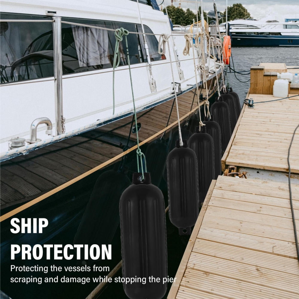 Black Boat Dock Bumpers 10x30 Inches Inflatable Fenders w/ Center Hole ...