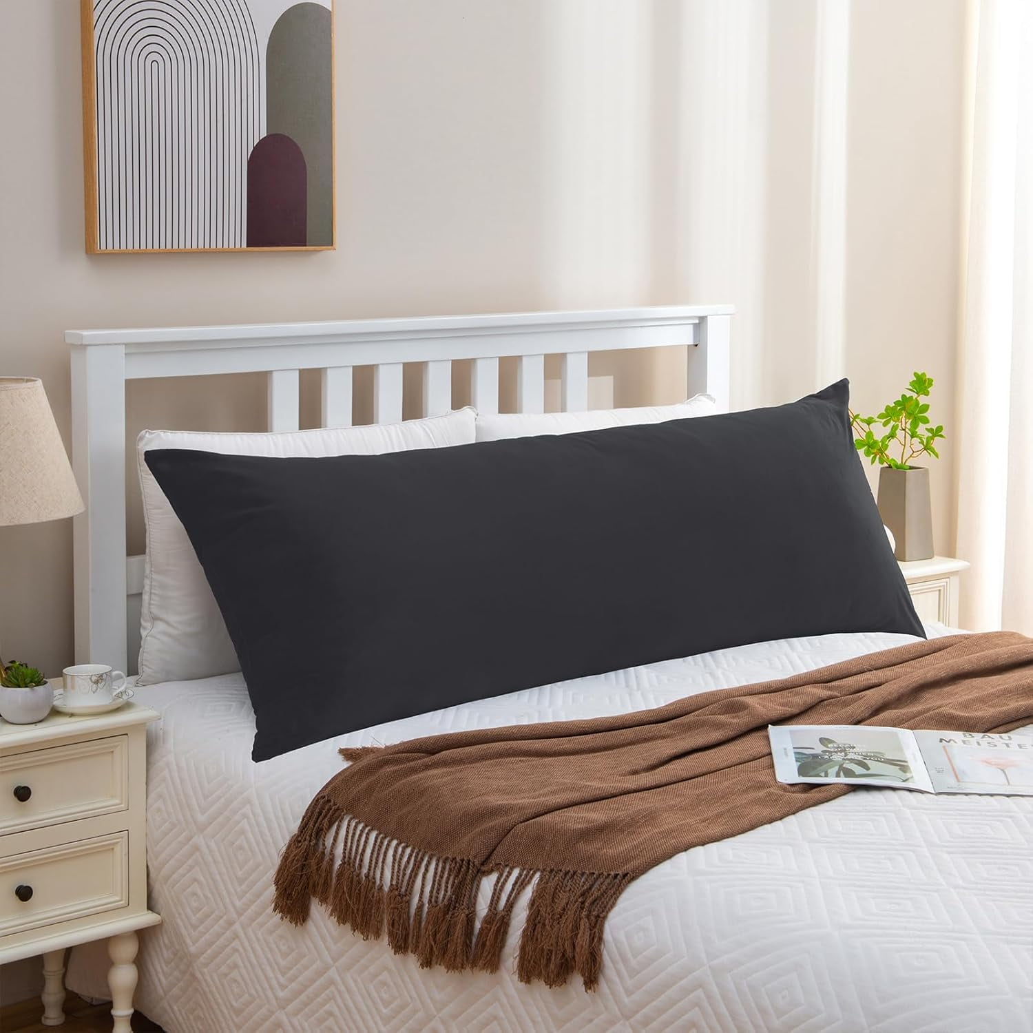 Black Body Pillow - Shredded Memory Foam, Firm Hug, Removable Cover for ...