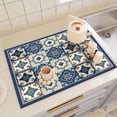 Black Bohemian Floral Diatom Mud Mat - Anti-Slip Quick-Dry Kitchen ...