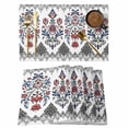 Black Bohemian Flower Cotton Linen Placemats Set of 2, Tribe Boho Aztec ...