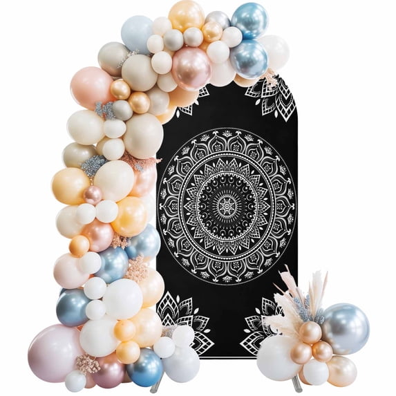Black Boho Arch Backdrop Cover 6.6x3.3 Ft, Spandex Wedding Arch Stand ...