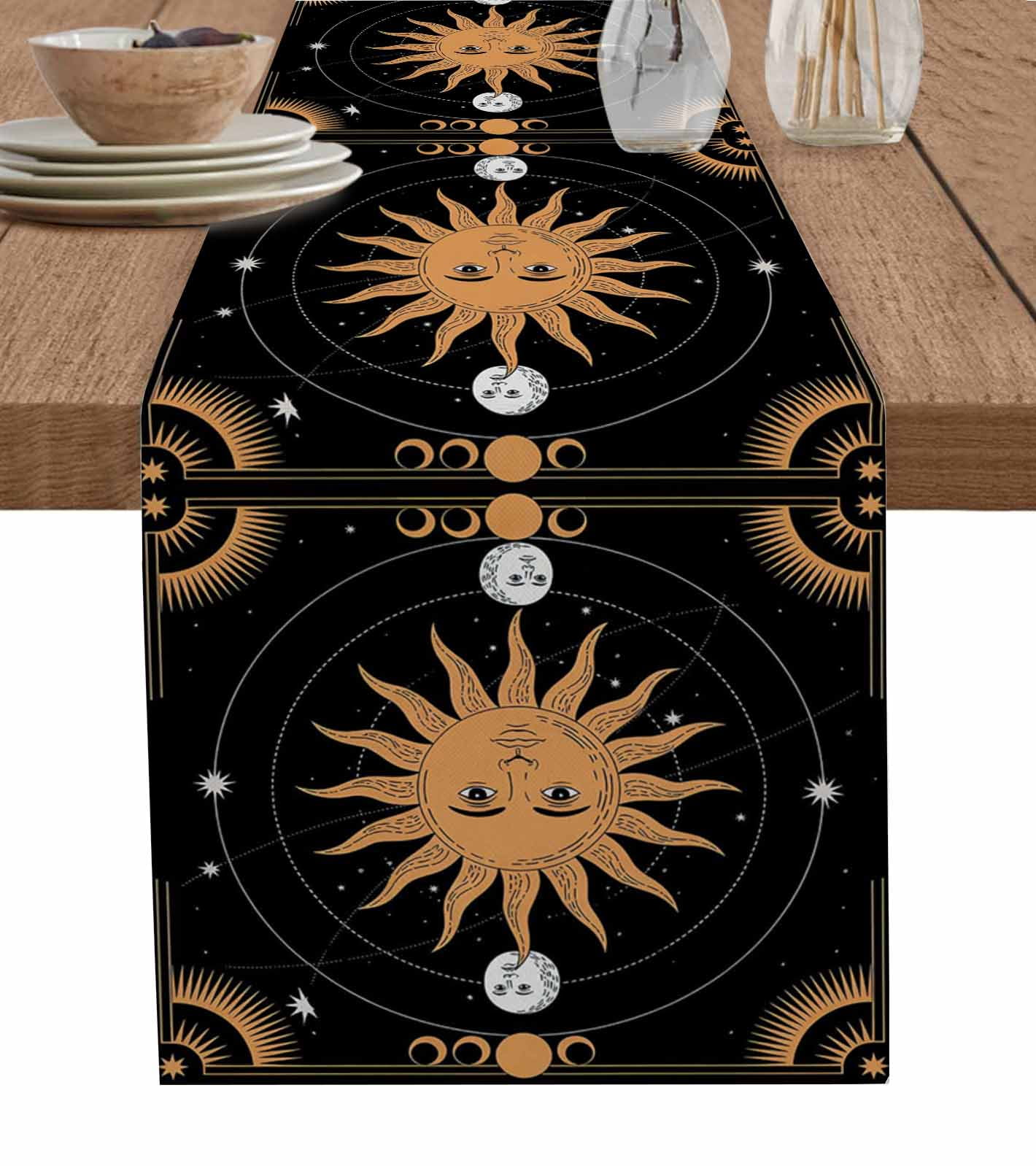 Black Boho Burlap Cotton Table Runner 13x36 Inches Short, Modern ...