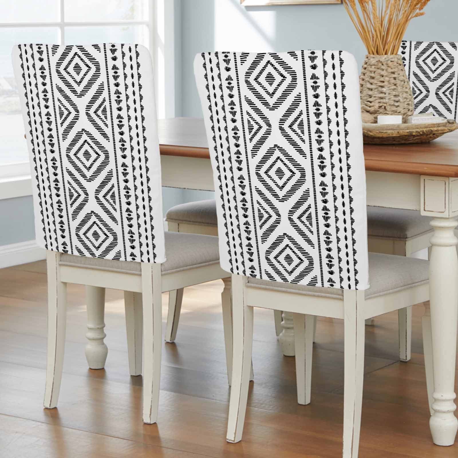 Black Boho Chair Back Covers, Vintage Southwestern Geometric Stripes ...
