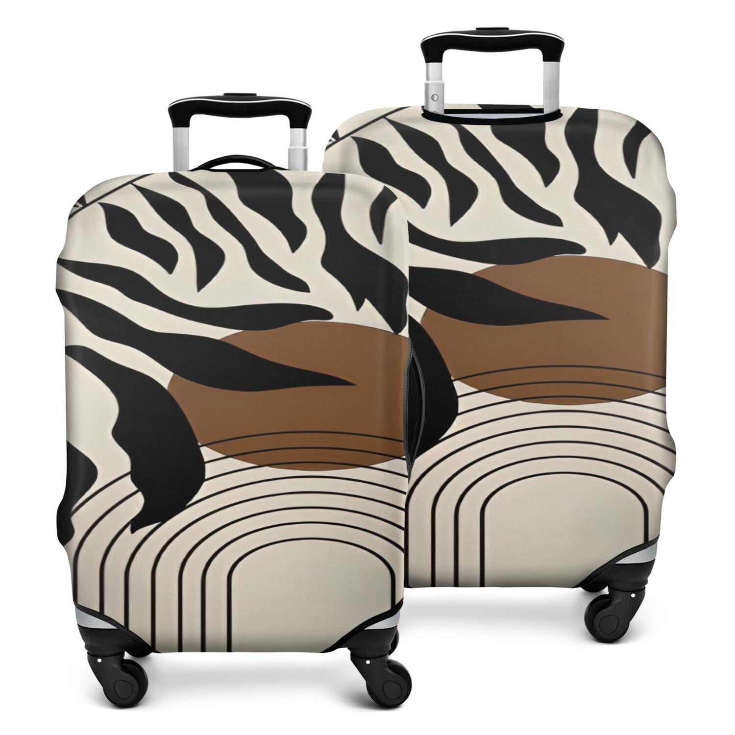 Black Boho Geometric and Plant Pattern Luggage Cover Fashion Suitcase ...