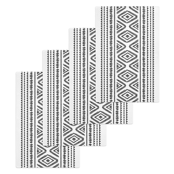 Black Boho Kitchen Dish Towels for Drying Dishes Set of 4, Vintage ...