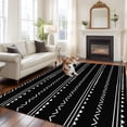 Black Boho Large Area Rugs 8x10 ft Geometric Stripes Triangle Washable ...