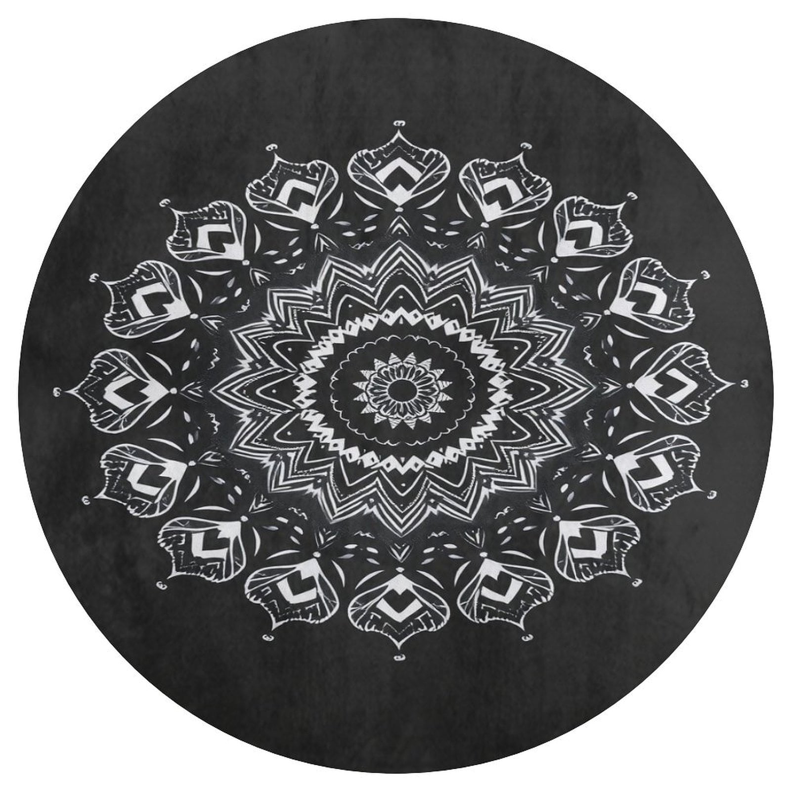 Black Boho Mandala Circular Carpet Floor Mat Living Room Sofa Room Bed ...