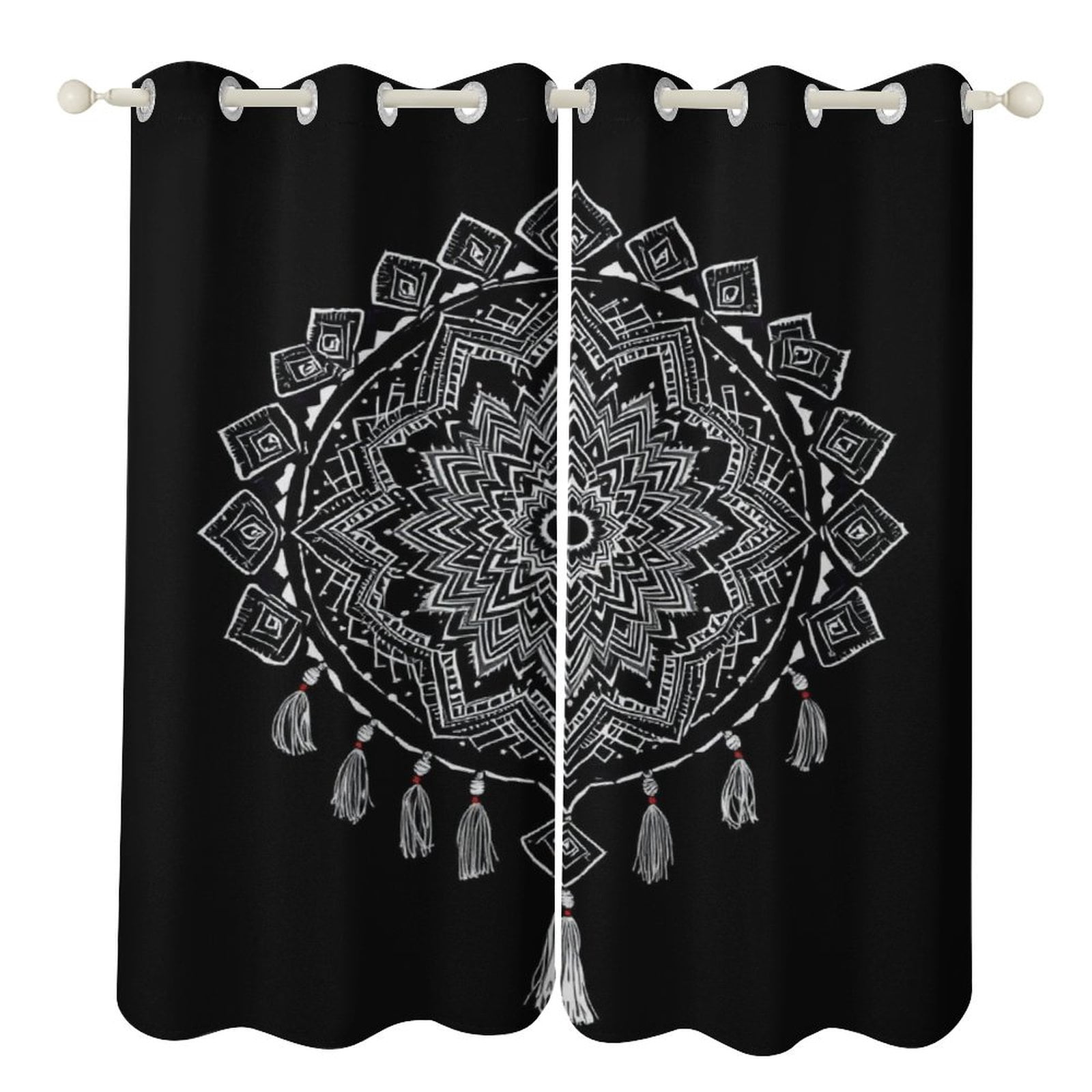 Black Boho Mandala Curtain for Living Room Bedroom Set Design High ...