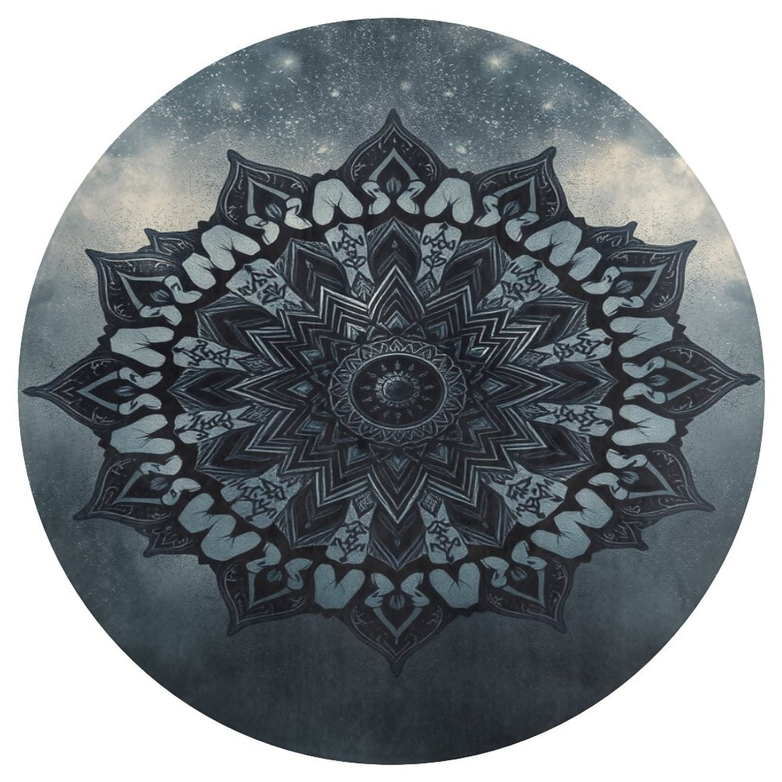 Black Boho Mandala Round Area Rug Floor Carpets Washable Indoor Floor ...