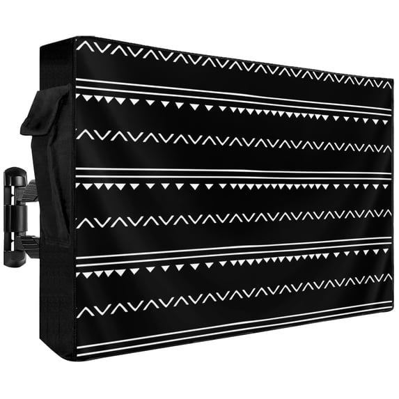 Black Boho Outdoor TV Cover 52 to 55 inch Geometric Stripes Triangle ...
