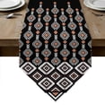 Black Boho Rhombus Table Runner Linen Burlap Table Runner 70 Inches ...