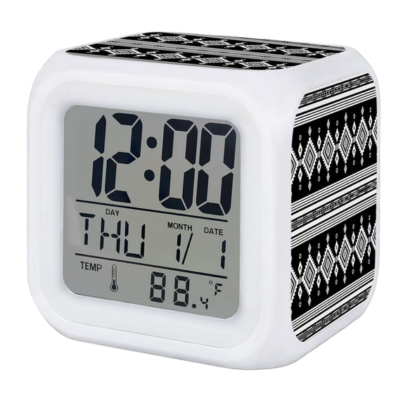 Black Boho Southwestern Digital Alarm Clock for Bedrooms,Smart LED ...
